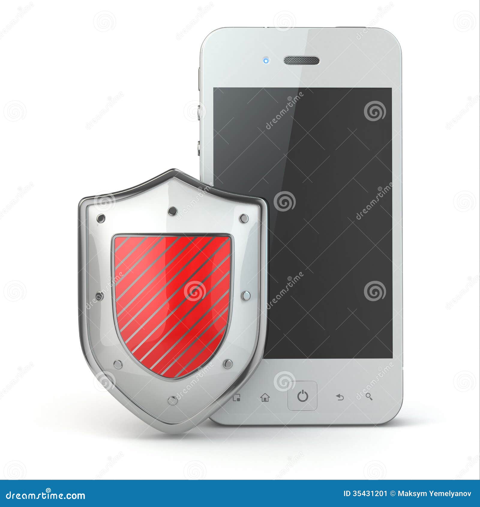 Mobile Phone Security Concept. Cellphone and Shield Stock Illustration ...