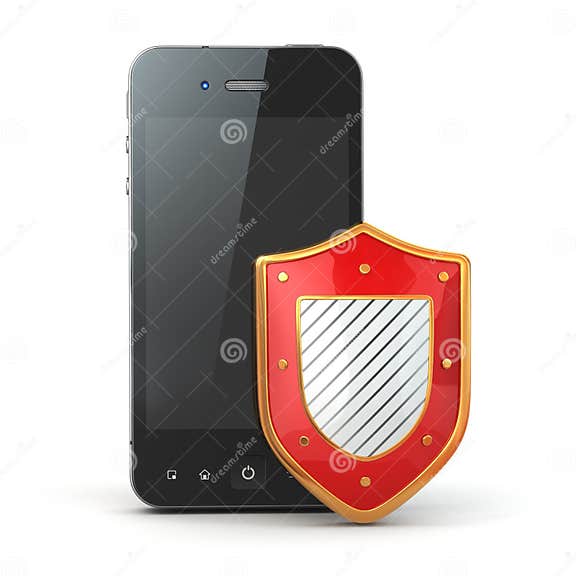 Mobile Phone Security Concept. Cellphone and Shield Stock Illustration ...
