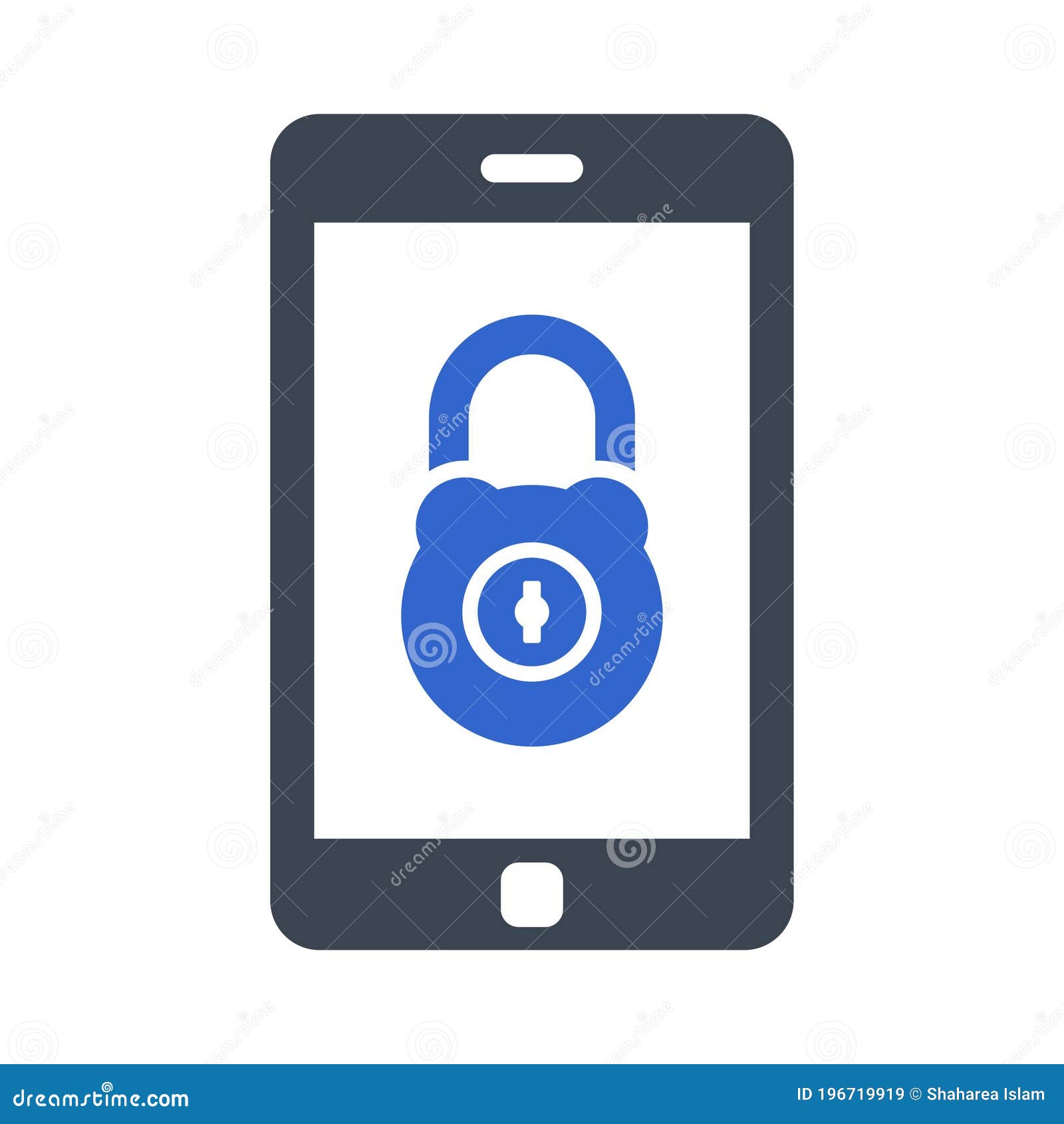 Mobile Phone Security Icon stock vector. Illustration of icon - 196719919