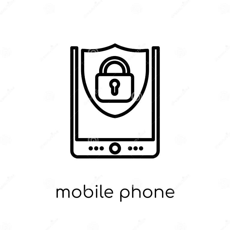 Mobile Phone Security Icon. Trendy Modern Flat Linear Vector Mob Stock ...