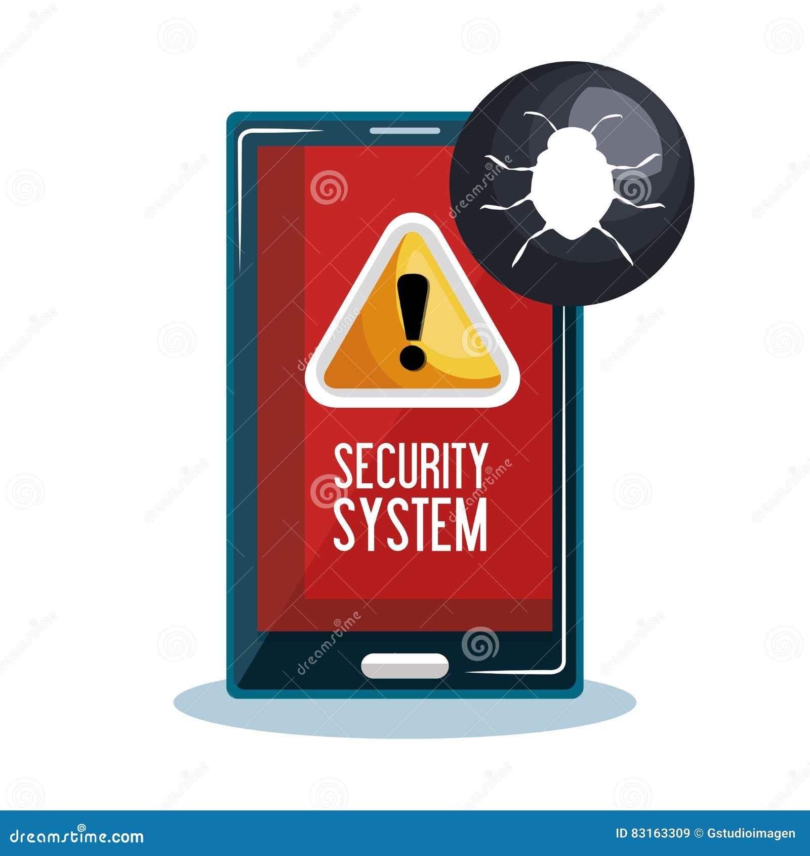 Mobile Phone Security System Stock Illustration - Illustration of ...