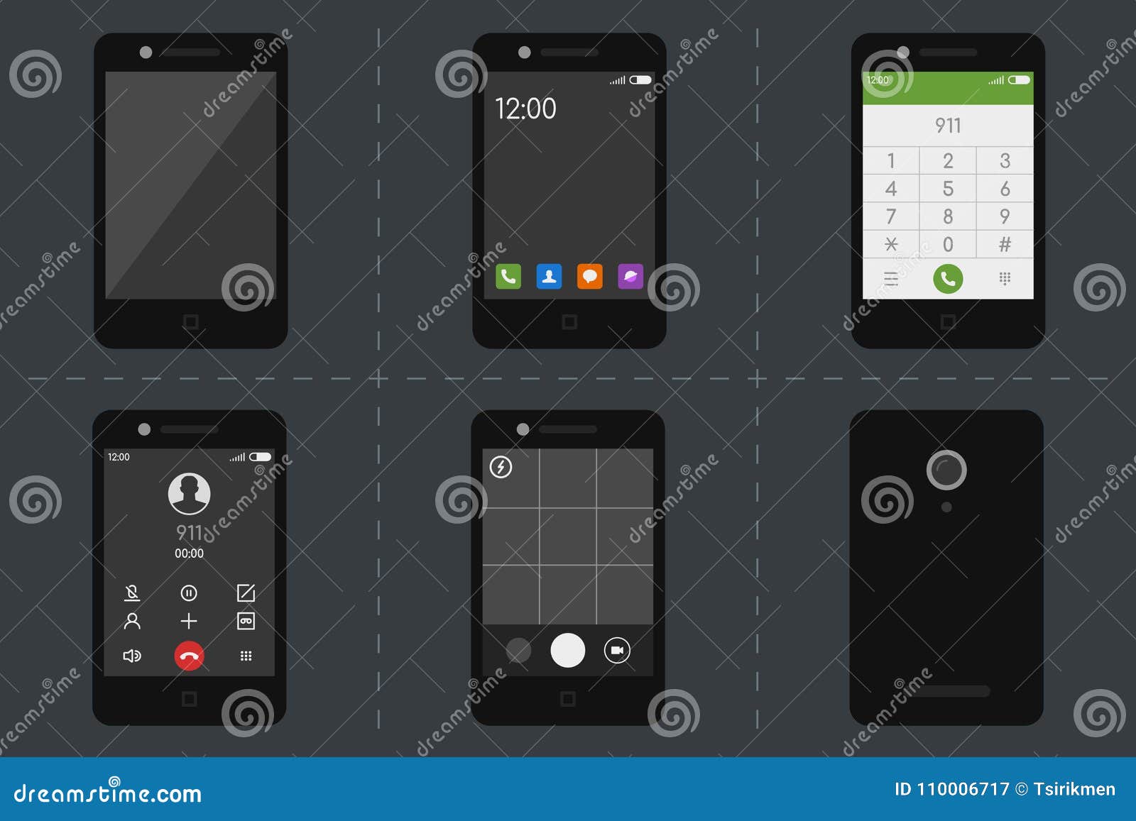 Mobile Phone Set Different Menu Options Stock Vector - Illustration of ...