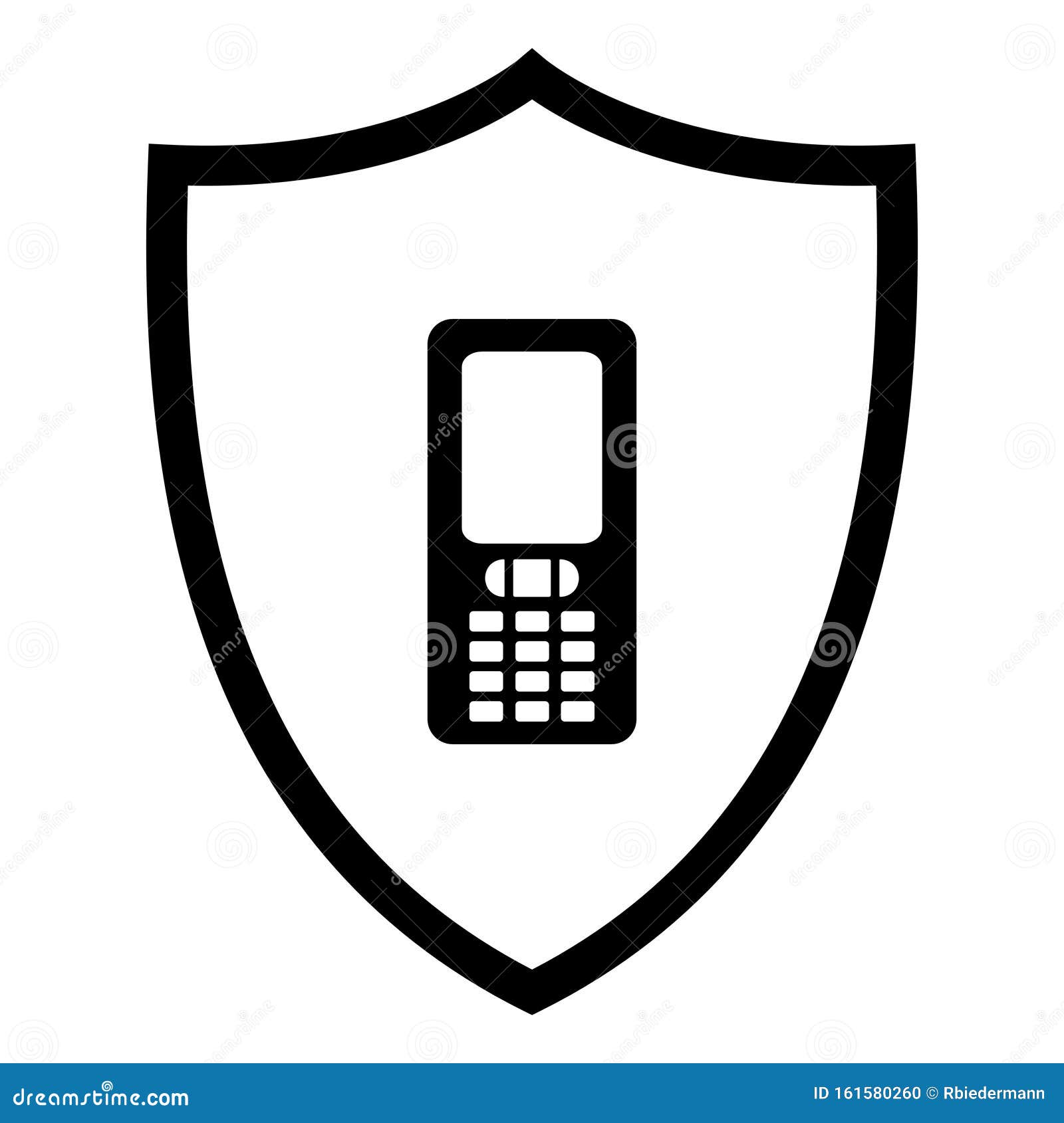 Mobile phone and shield stock vector. Illustration of vector - 161580260