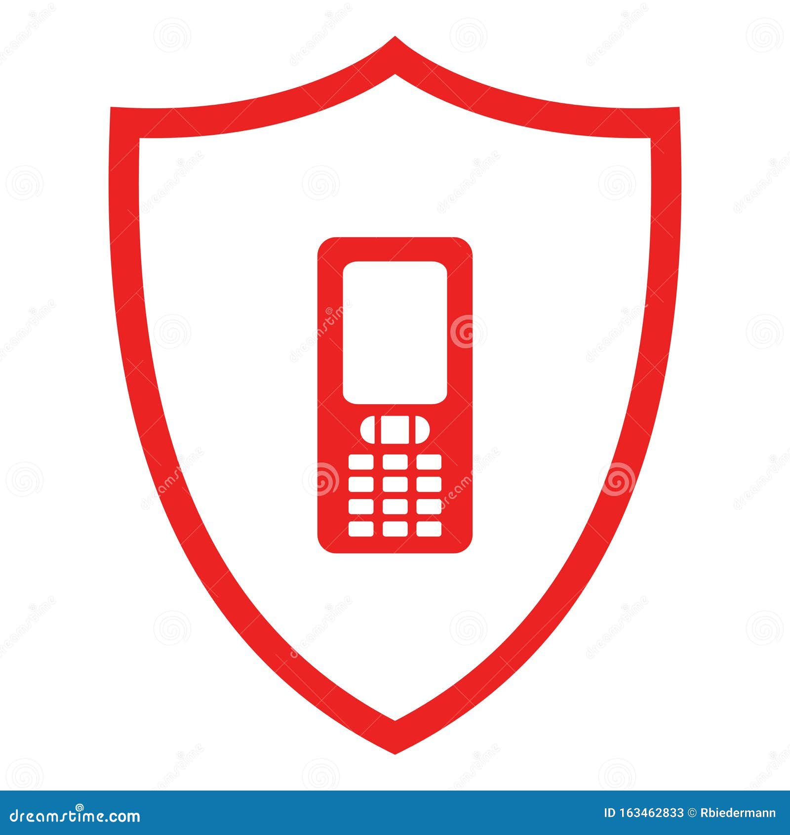 Mobile phone and shield stock vector. Illustration of phone - 163462833