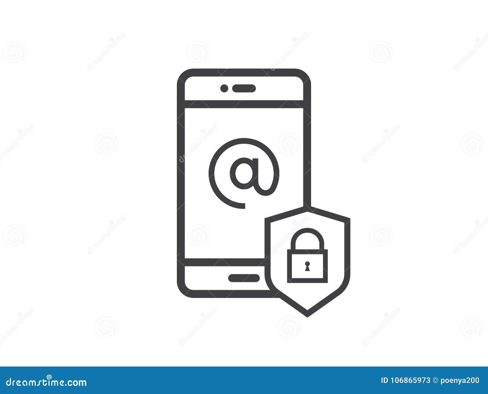 Mobile Phone Shield Line Icon, Privacy Data Protection and Inter Stock ...