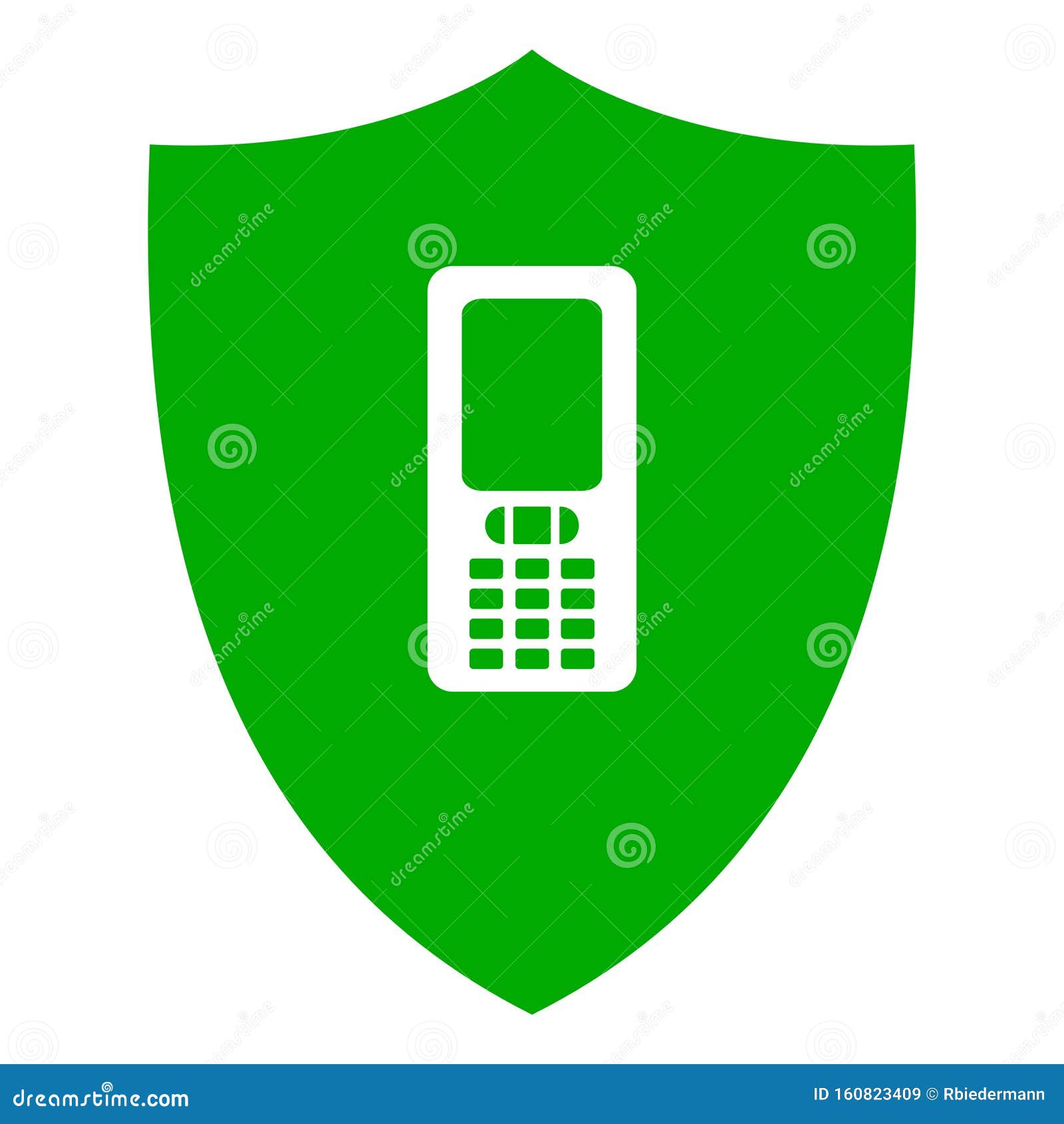 Mobile phone and shield stock vector. Illustration of green - 160823409