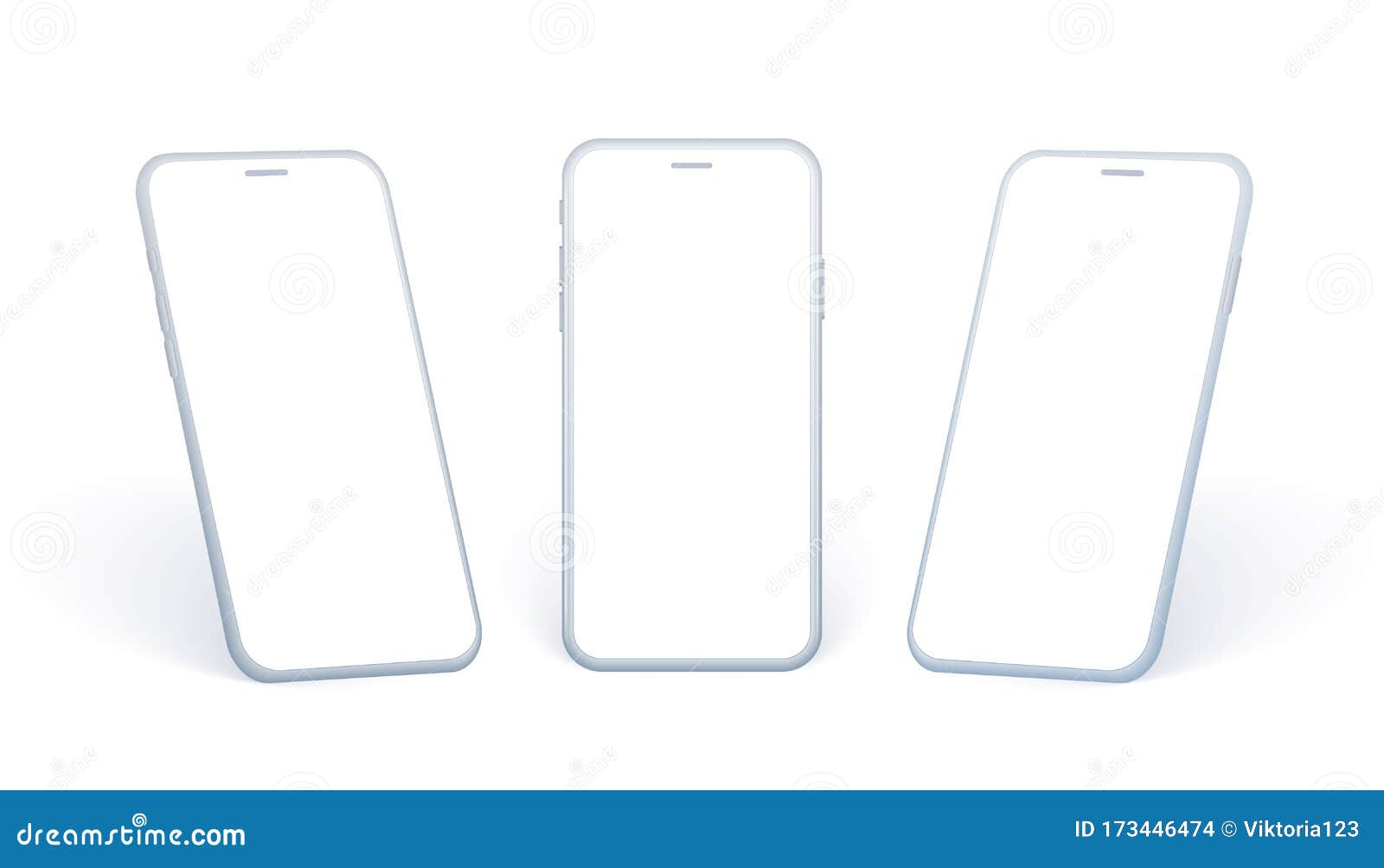 Mobile Phone Side View Set. White Smartphone Collection in Different ...