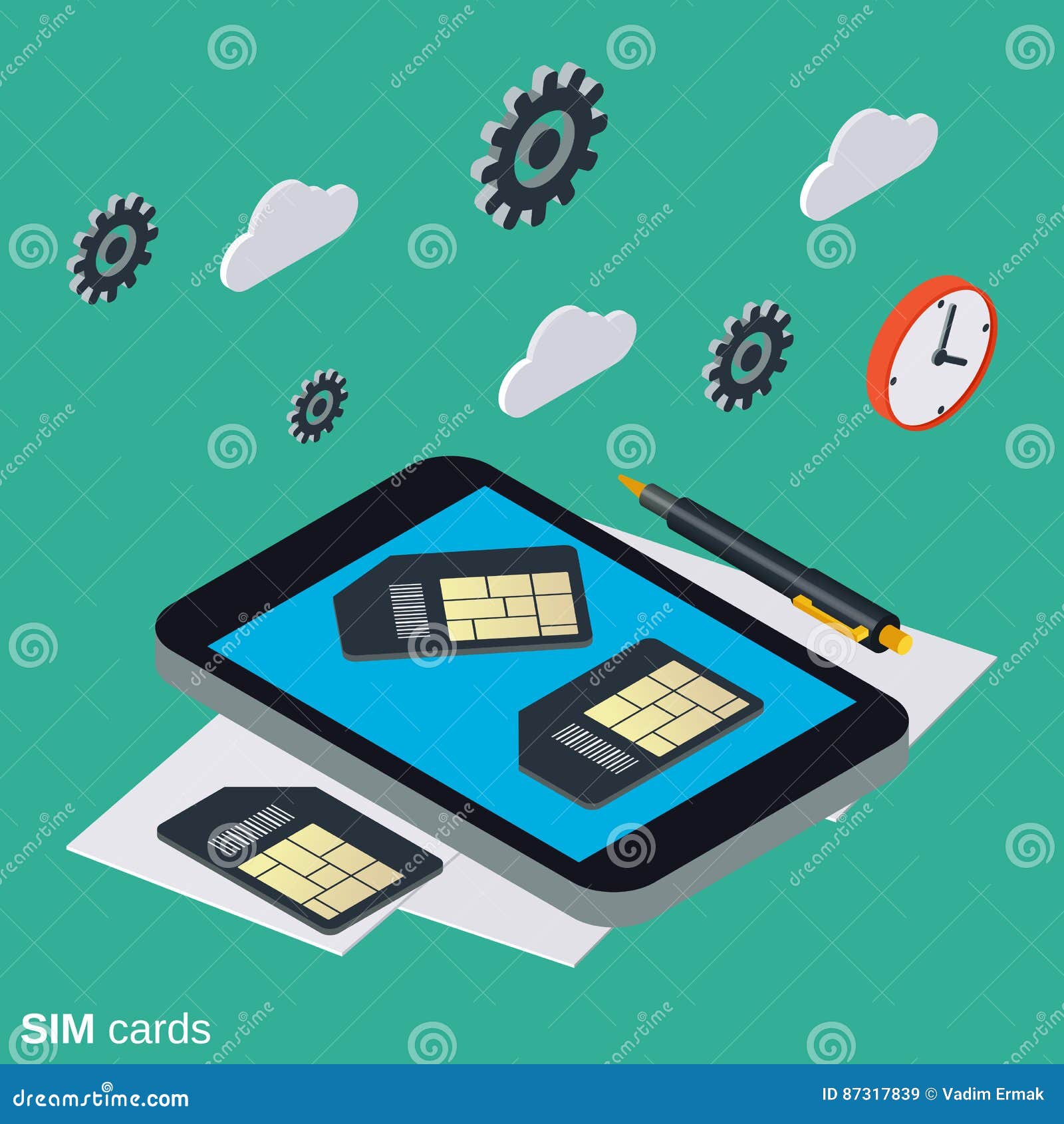 Mobile Phone SIM Cards Vector Concept Stock Vector - Illustration of ...