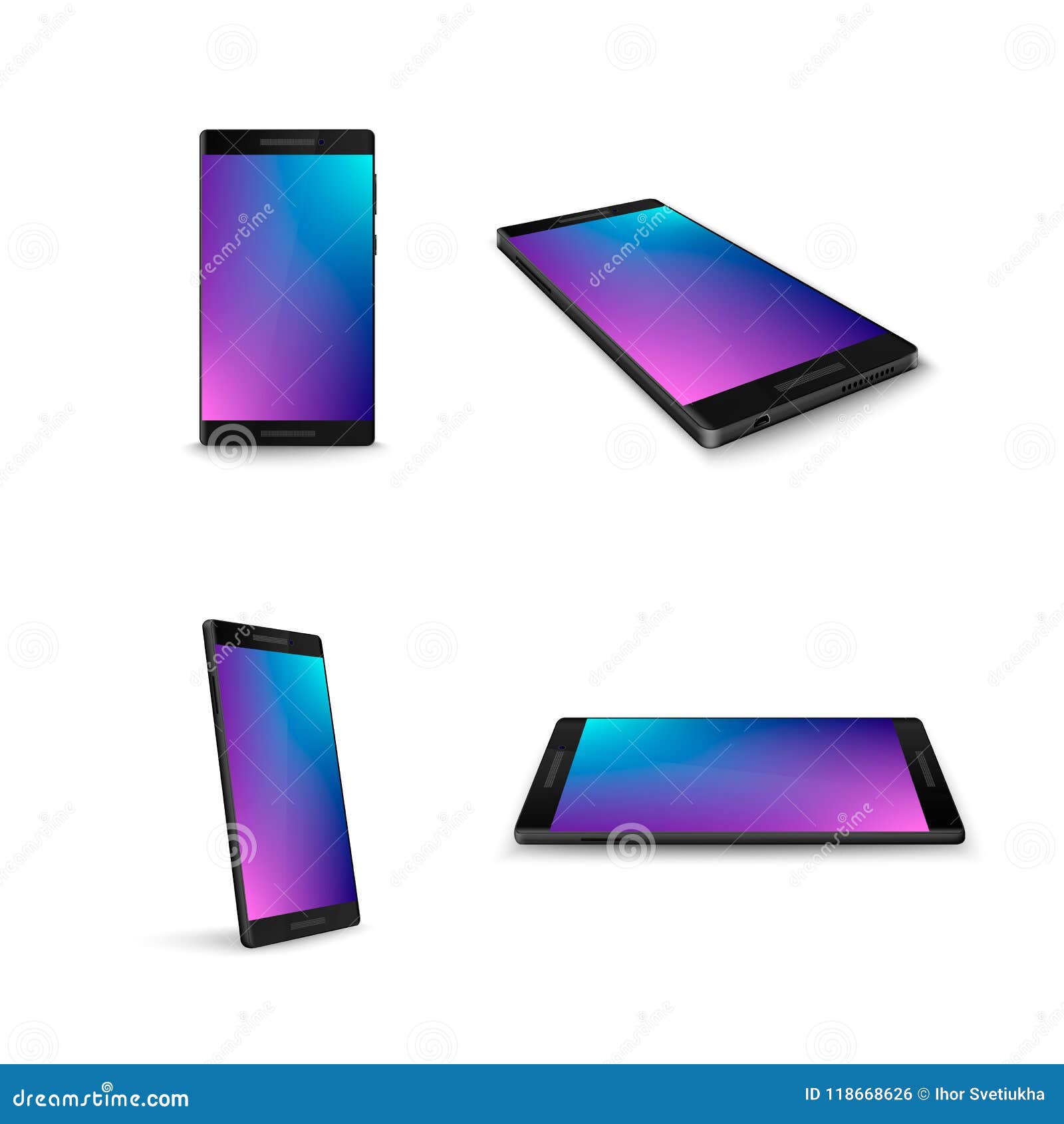 Mobile Phone. Smart Phone from Different Sides. Realistik Modern Gadget ...