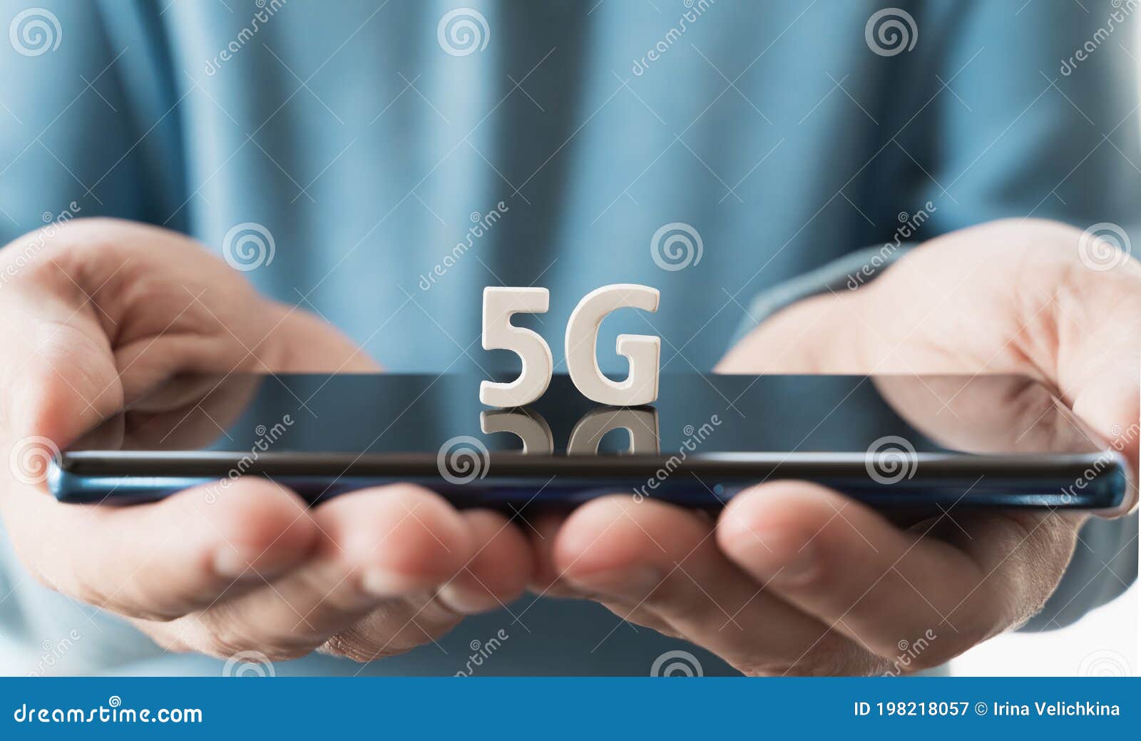 Mobile Phone, Smartphone with 5 G Wireless High Speed Internet in Hands ...