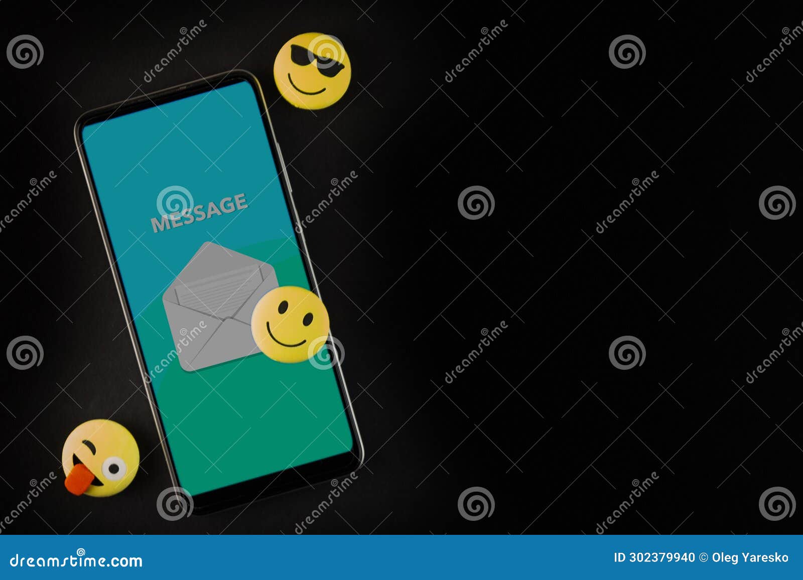 Mobile Phone with Smiley Faces and Emojis. Stock Photo - Image of ...