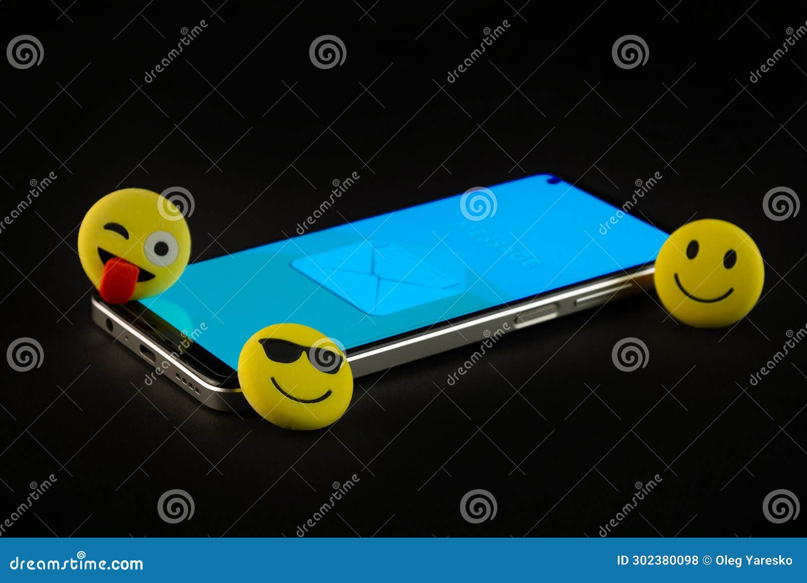 Mobile Phone with Smiley Faces and Emojis. Stock Photo - Image of ...