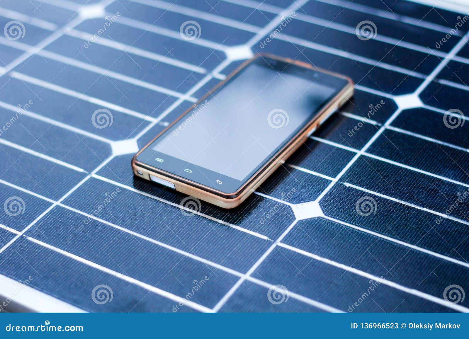 Mobile Phone on a Solar Panel Outdoor Close Up Stock Image - Image of ...