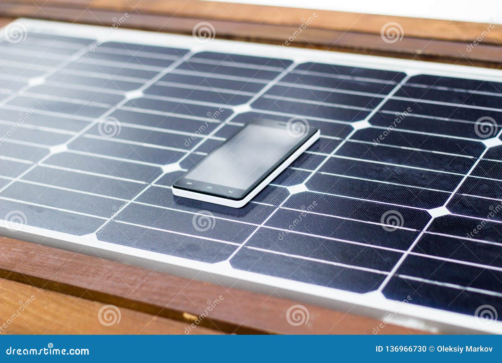Mobile Phone on a Solar Panel Outdoor Close Up Stock Photo - Image of ...