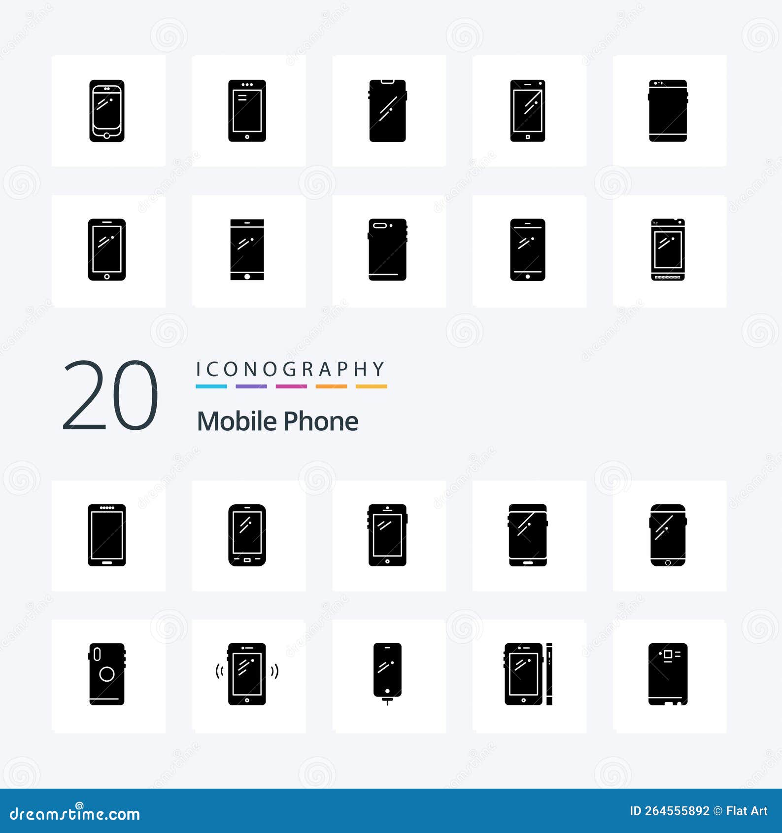 20 Mobile Phone Solid Glyph Icon Pack Like Mobile Phone Back Side ...