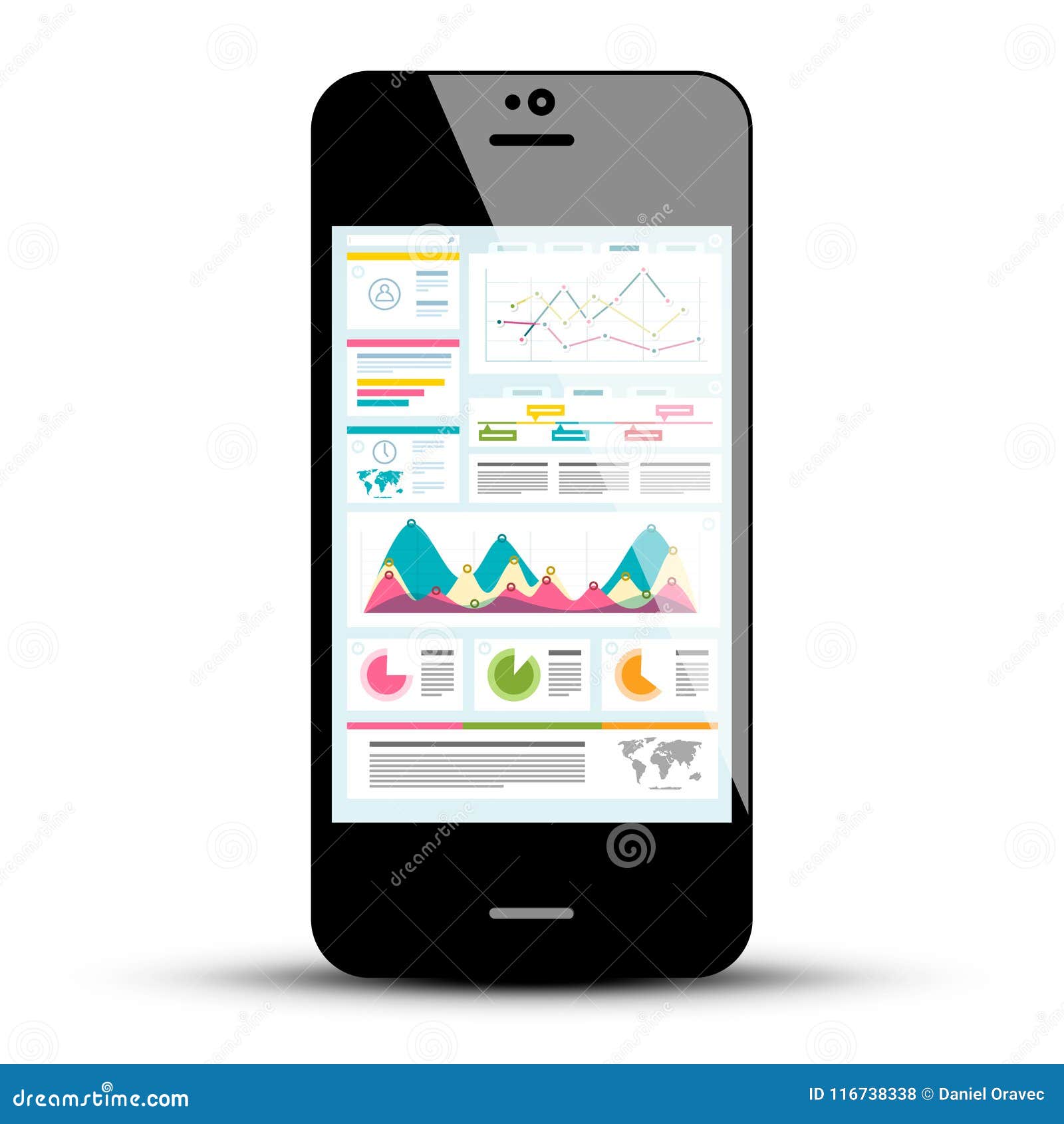 Mobile Phone with Statistics Application. Stock Vector - Illustration ...