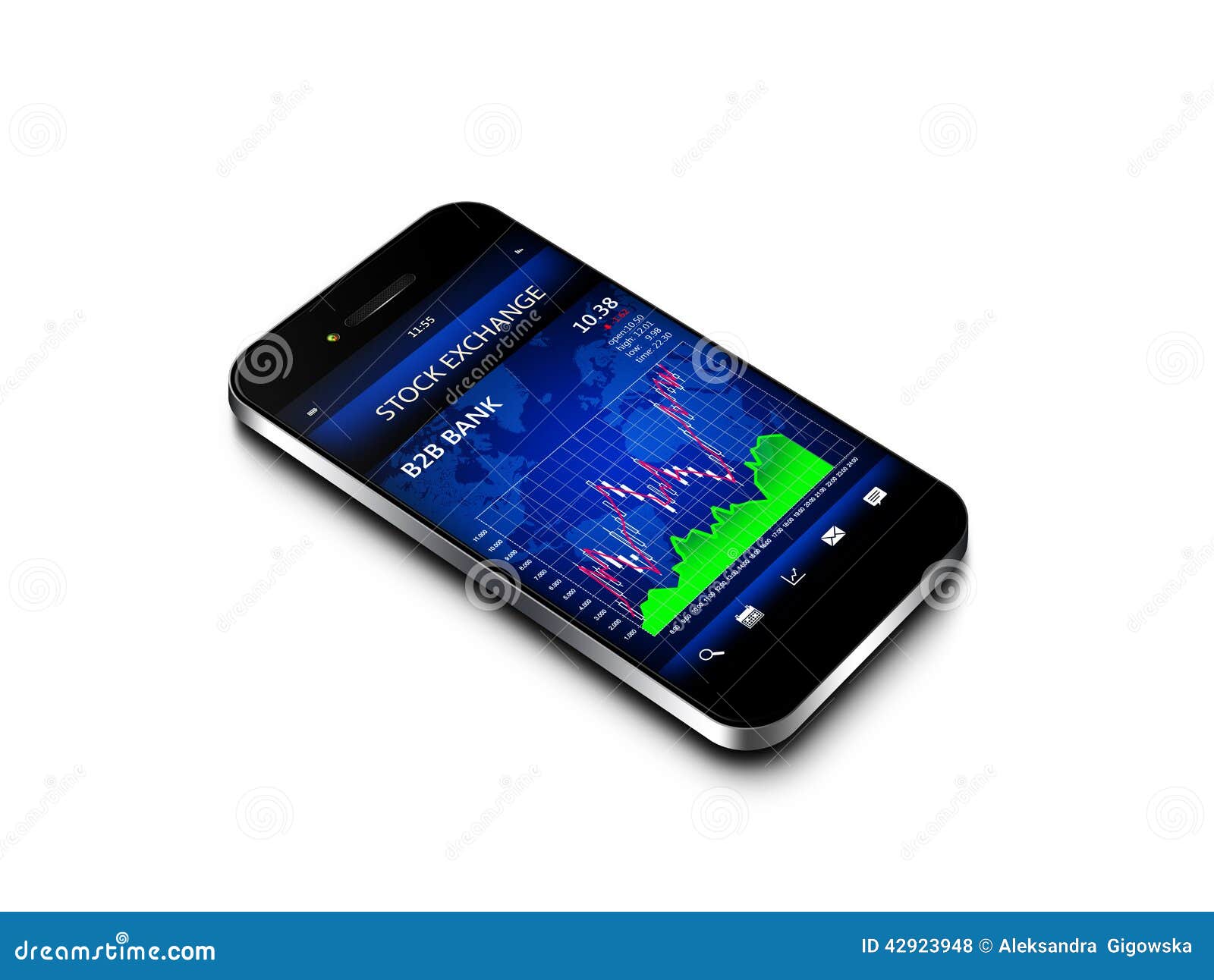 Mobile Phone with Stock Market Chart Over White Stock Photo - Image of ...