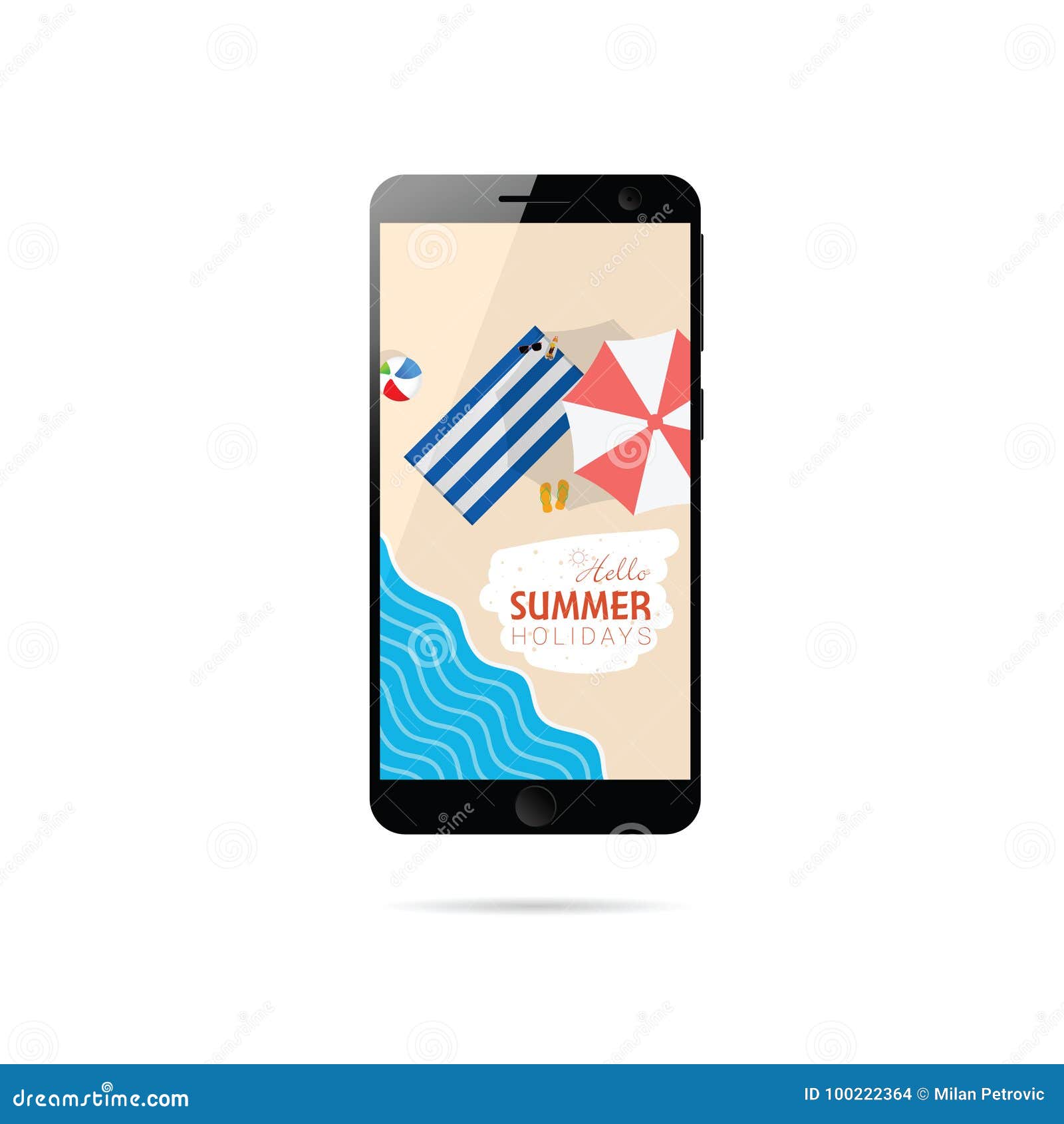 Mobile Phone with Summer Holiday on it Illustration Stock Vector ...