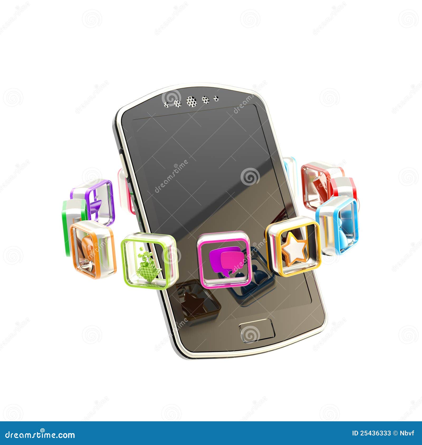 Mobile Phone Surrounded with Applications Stock Illustration ...