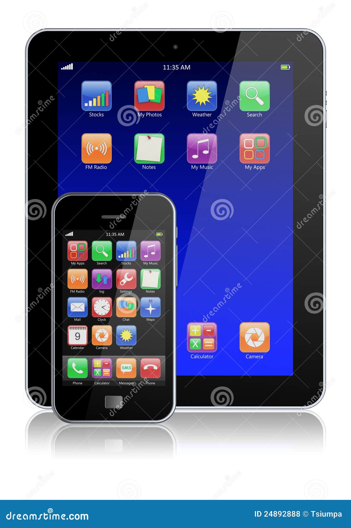 Mobile Phone with Tablet PC Stock Illustration - Illustration of ...