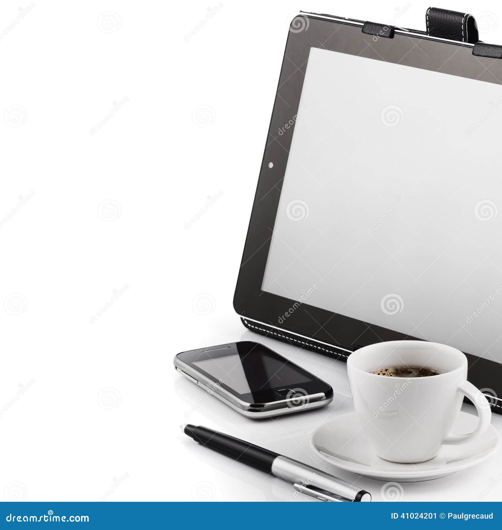 Mobile Phone, Tablet Pc and Cup of Coffee Stock Image - Image of coffee ...