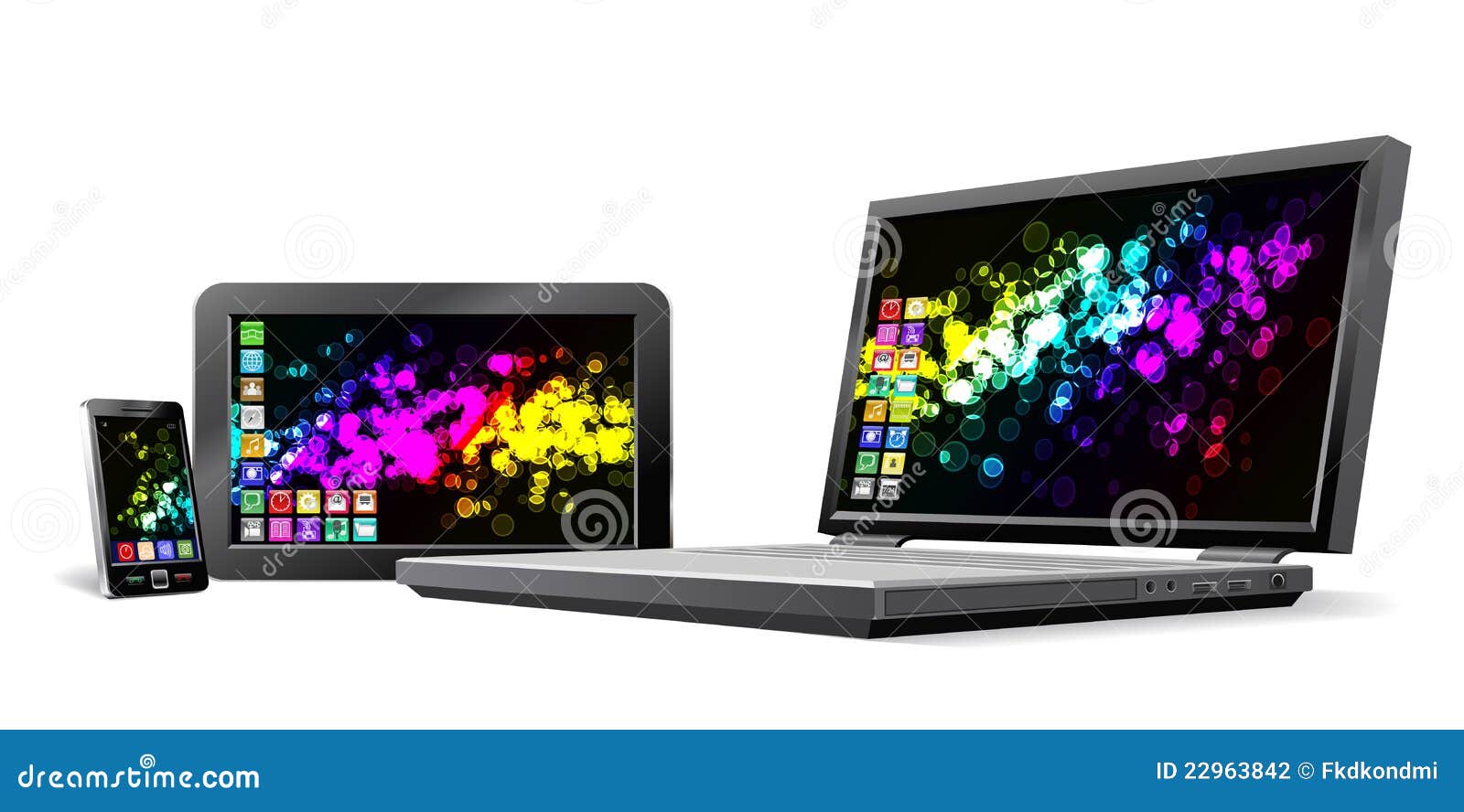 Mobile Phone, Tablet PC And Laptop. Stock Photography - Image: 22963842