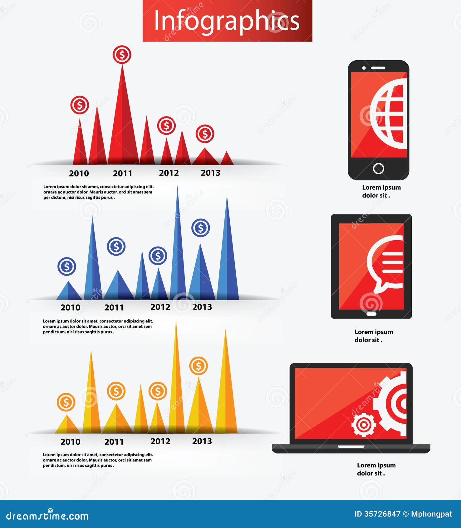 Computer With Infographics On The Screen Vector Illustration ...