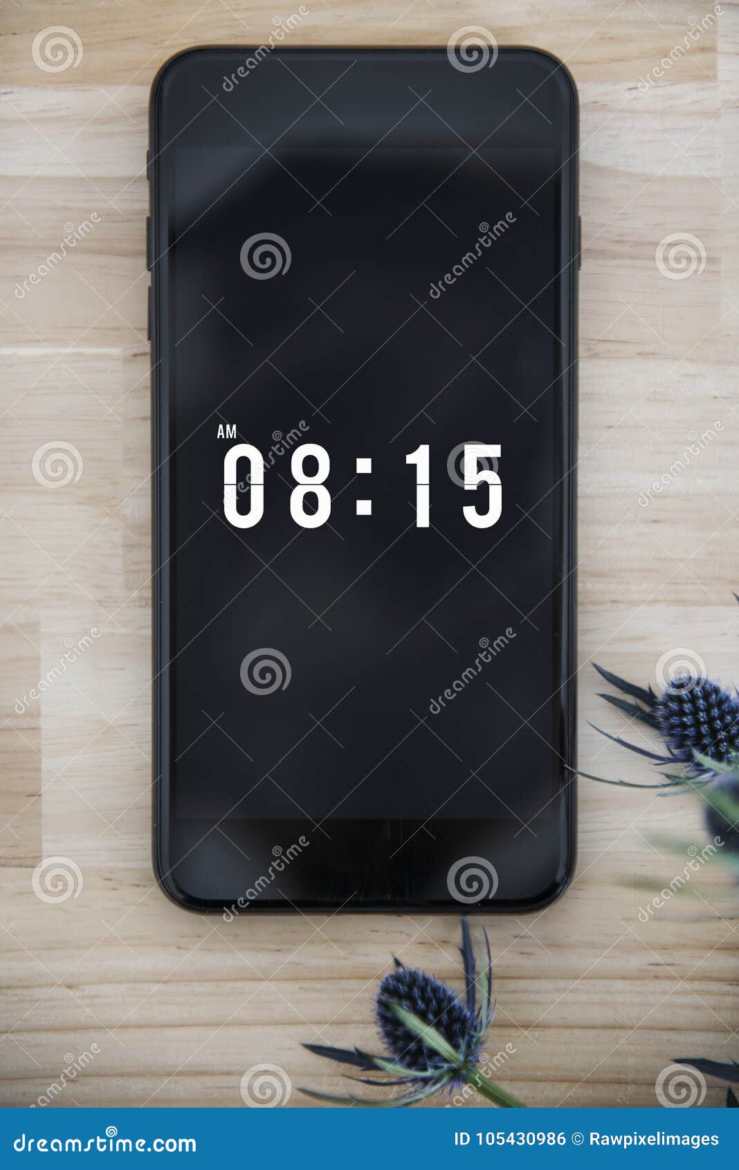Mobile Phone with Time on Screen Stock Photo - Image of screen, indoors ...