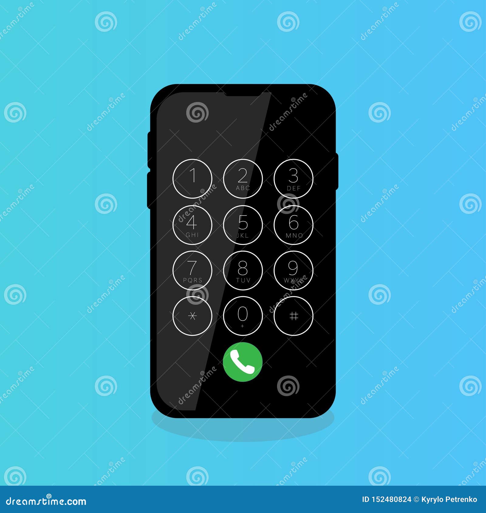 Mobile Phone Touch Screen Dialing Digits Call Stock Vector ...