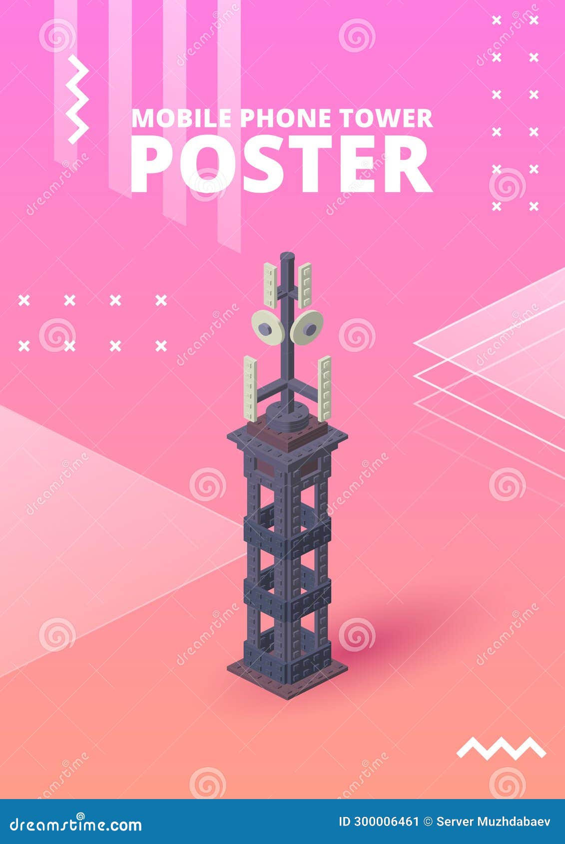 Mobile Phone Tower Poster for Print and Design. Vector Illustration ...