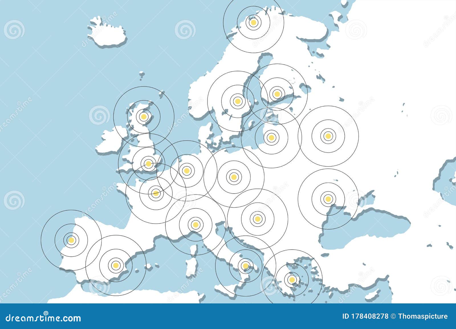 Mobile Phone Tracking. Illustration with Map of Europe and Mobile ...