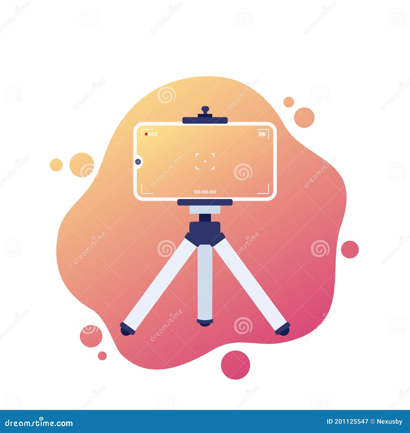 Mobile Phone on Tripod, Vlog Recording, Vector Stock Vector ...