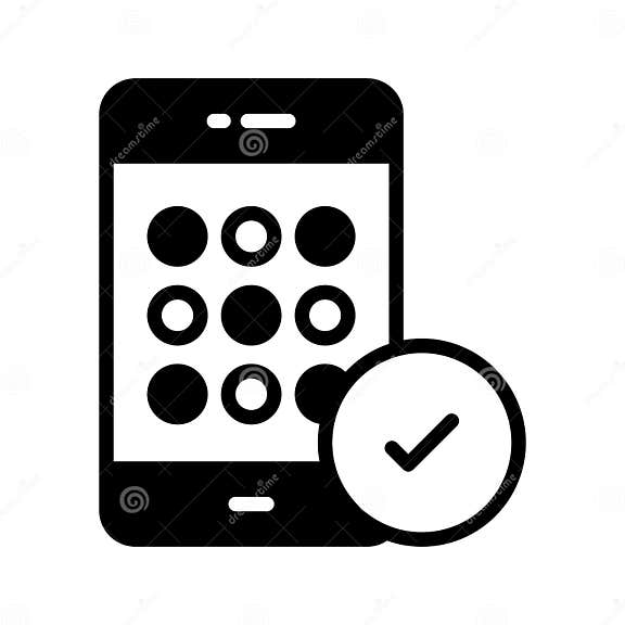 Mobile Phone Unlock Pattern Icon, Mobile Protection, Security Icon Stock Illustration ...