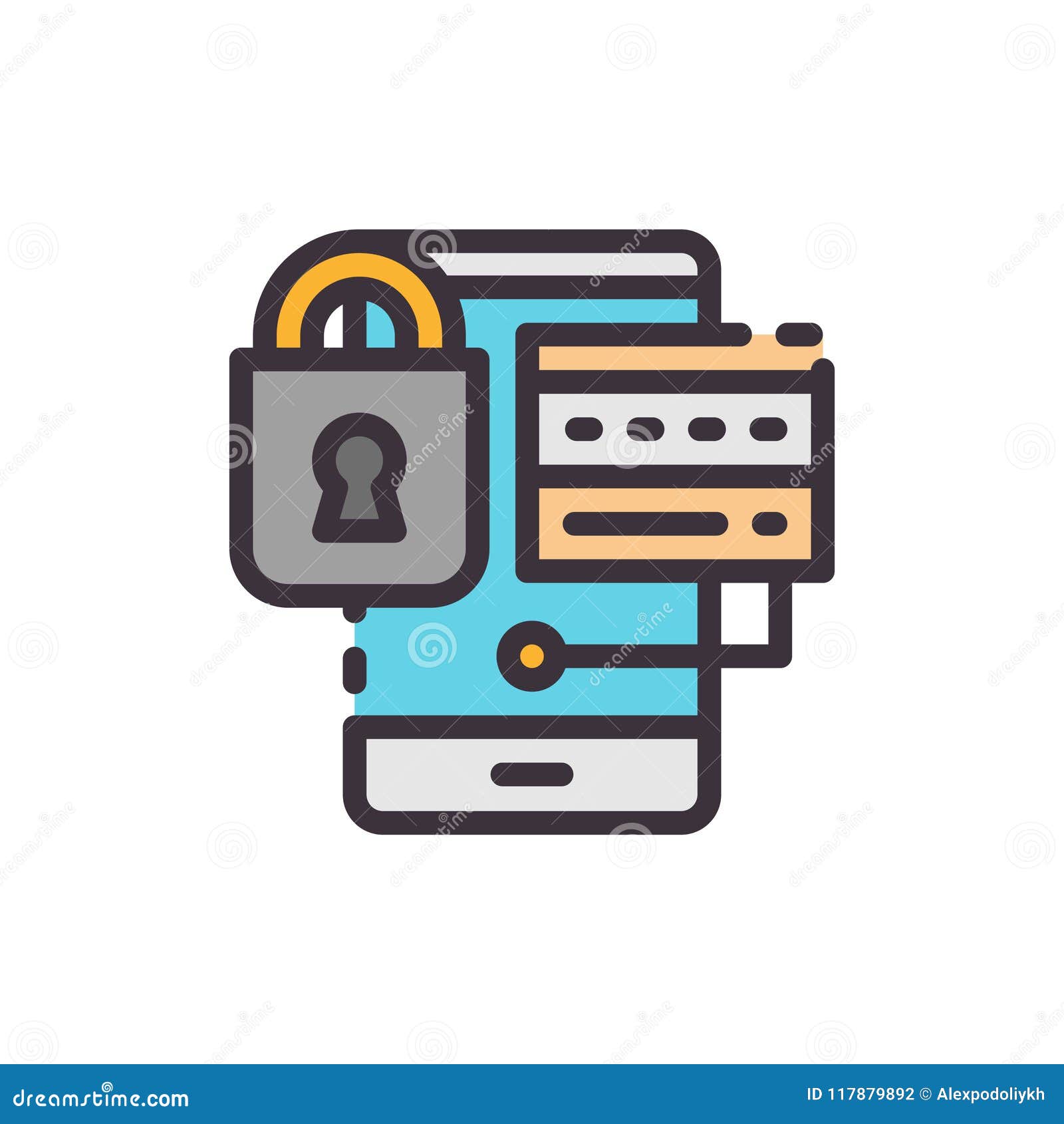 Mobile Phone Unlocked. Notification Password. Vector Color Icon. Stock Vector - Illustration of ...