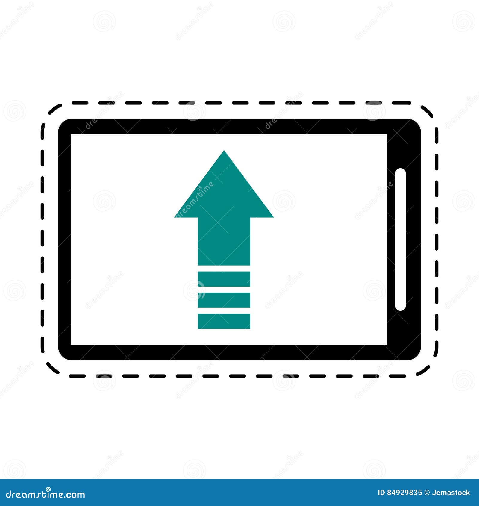 Mobile Phone Upload Arrow Gadget Cut Line Stock Vector - Illustration ...