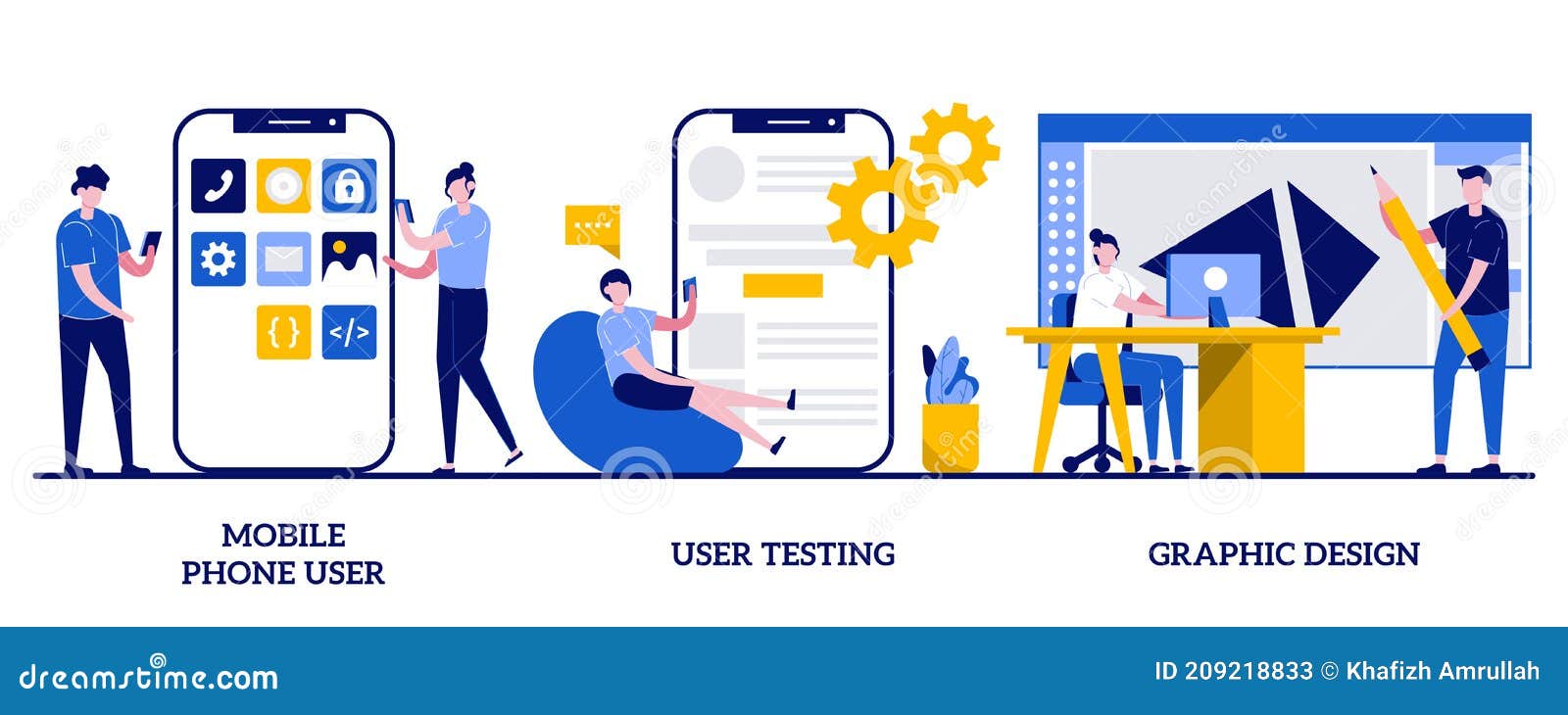 Mobile Phone User, User Testing, Graphic Design Concept with Tiny ...