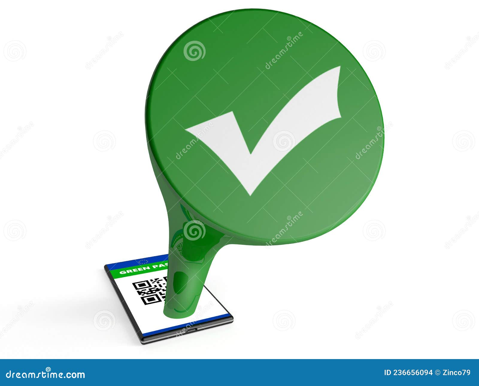 Mobile Phone with Valid Green Pass Stock Illustration - Illustration of ...
