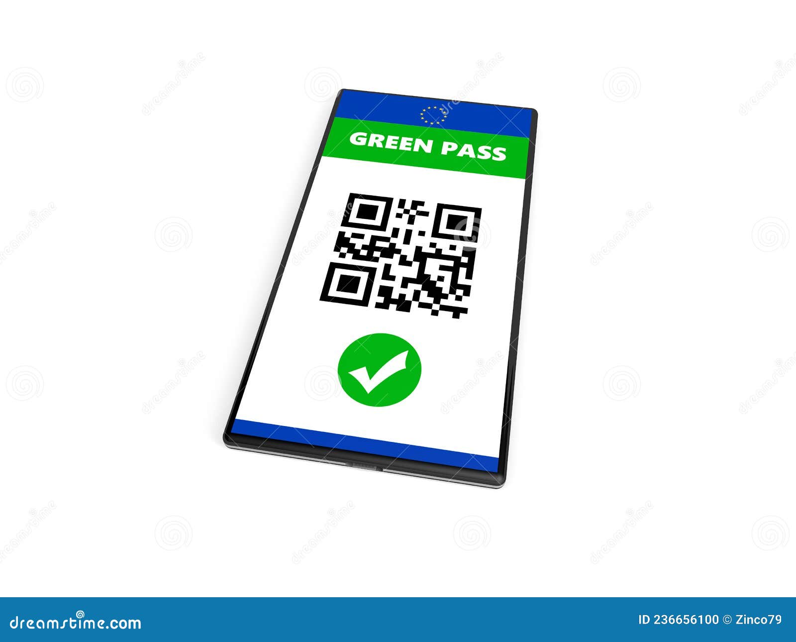 Mobile Phone with Valid Green Pass and Green Check Stock Illustration ...