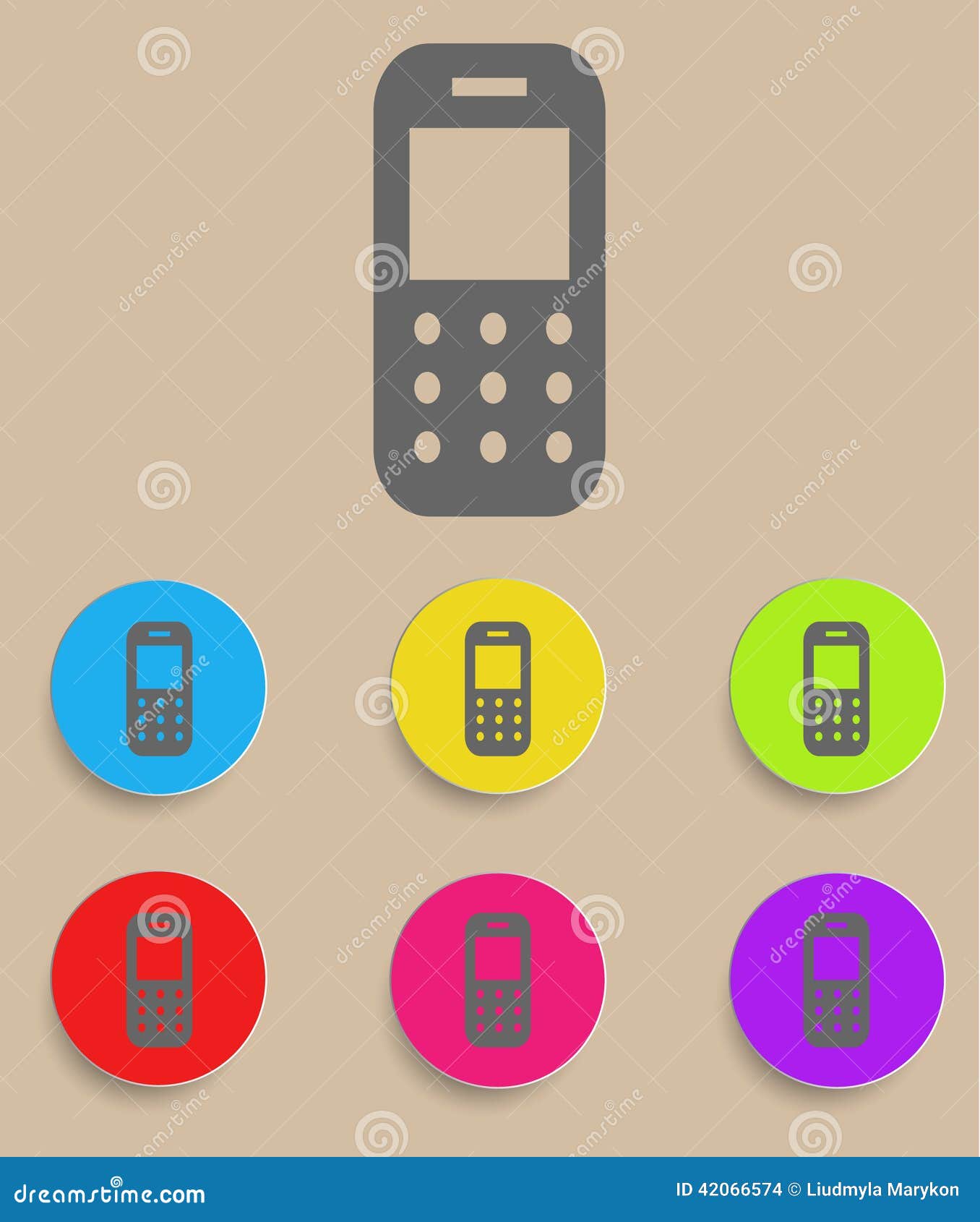Mobile Phone - Vector Icon with Color Variations Stock Vector ...
