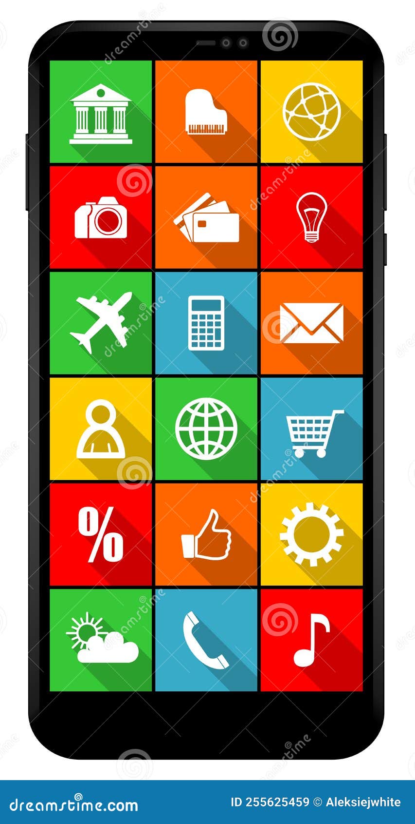 Mobile Phone Vector Mockup. Front View of Multimedia Smartphone with ...