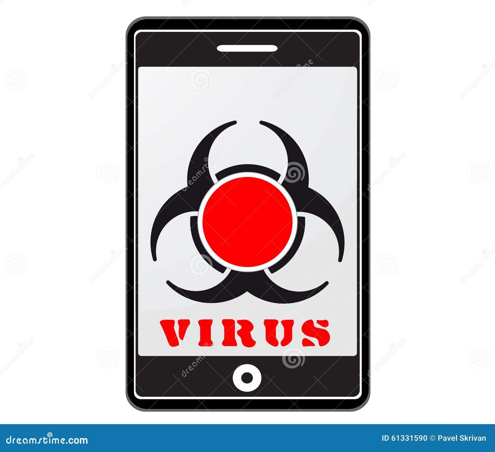Mobile phone with virus stock illustration. Illustration of safety ...