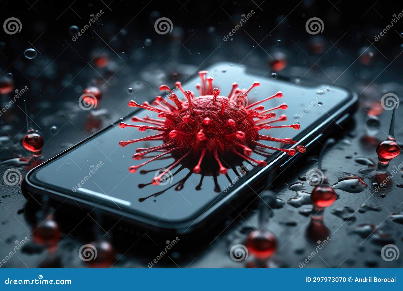 Mobile Phone Virus Warning. Generated Ai. Stock Illustration ...