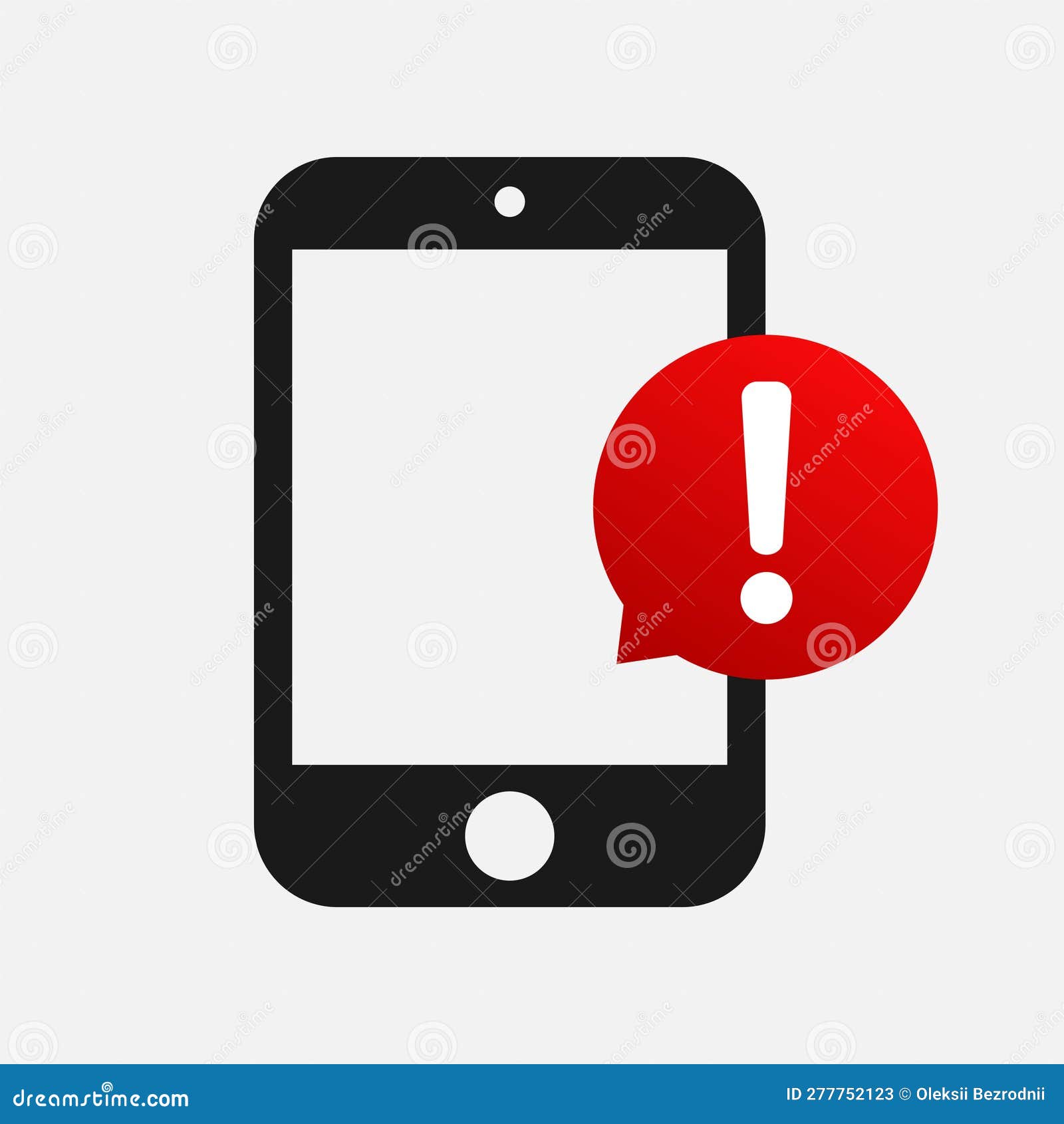 Mobile Phone Warning Notification Icon. Stock Illustration ...
