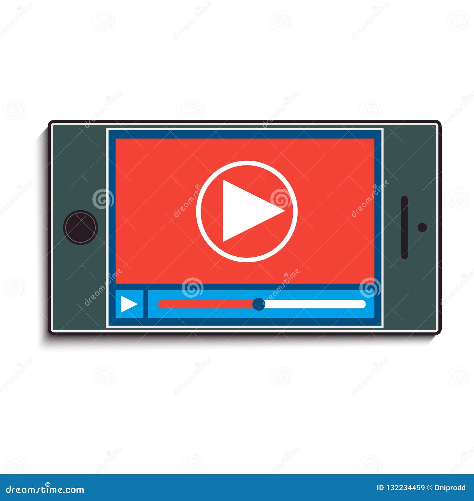 Mobile Phone with Watching a Video Stock Vector - Illustration of ...
