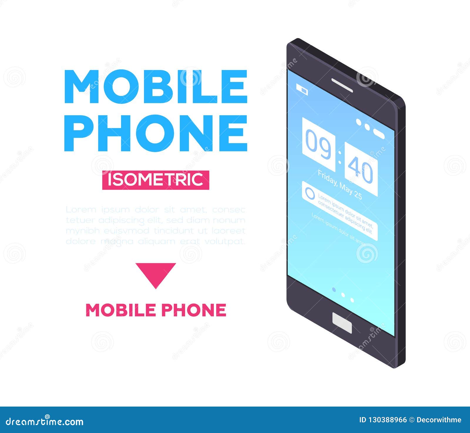 Mobile Phone Web Banner - Modern Vector Isometric Illustration Stock ...