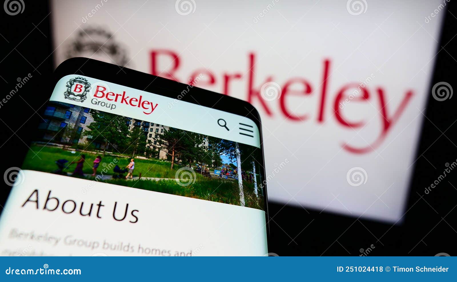 Mobile Phone with Webpage of British Company the Berkeley Group ...