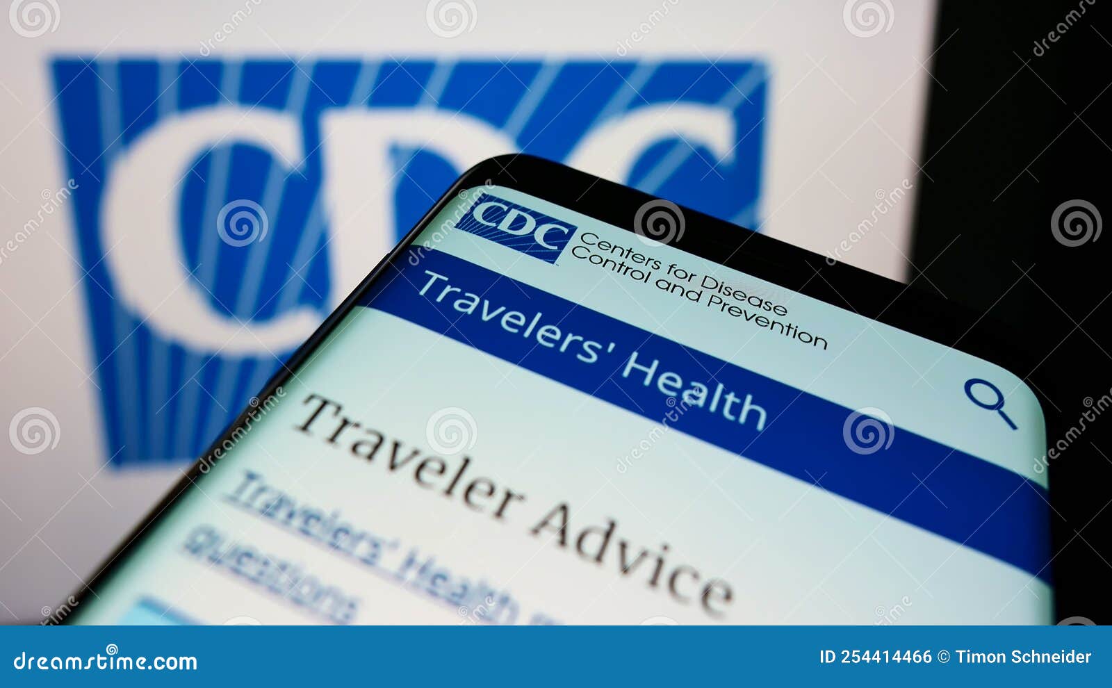 Mobile Phone with Webpage of Centers for Disease Control and Prevention ...