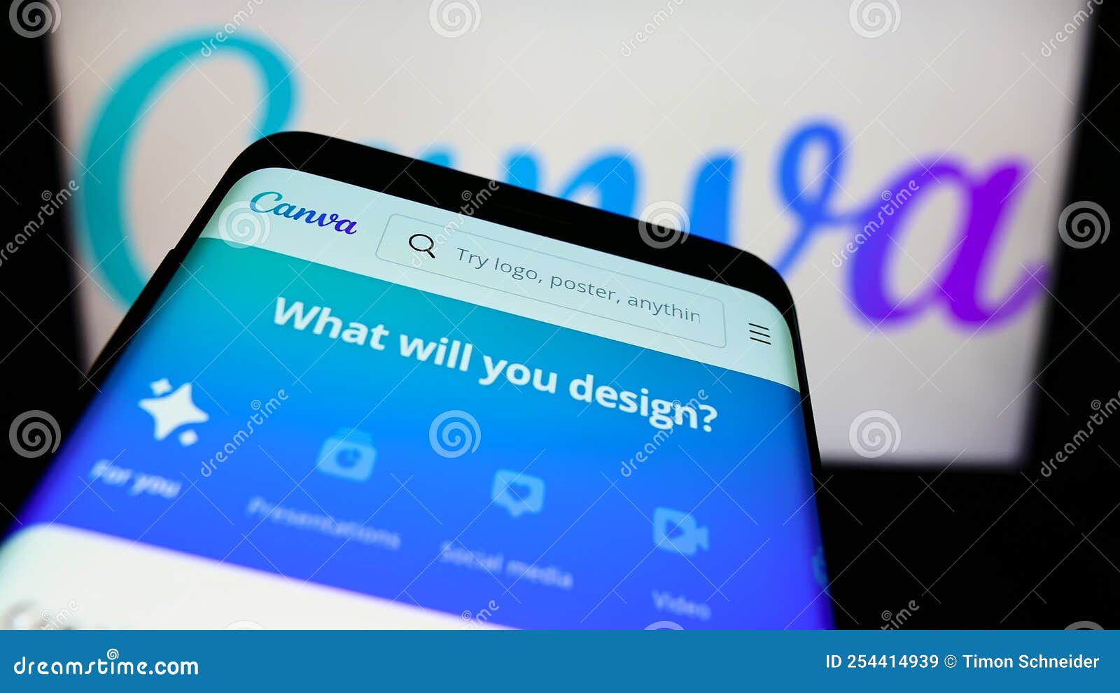 Mobile Phone with Website of Australian Graphic Design Company Canva ... Mobile Phone with Website of Australian Graphic Design Company Canva ...