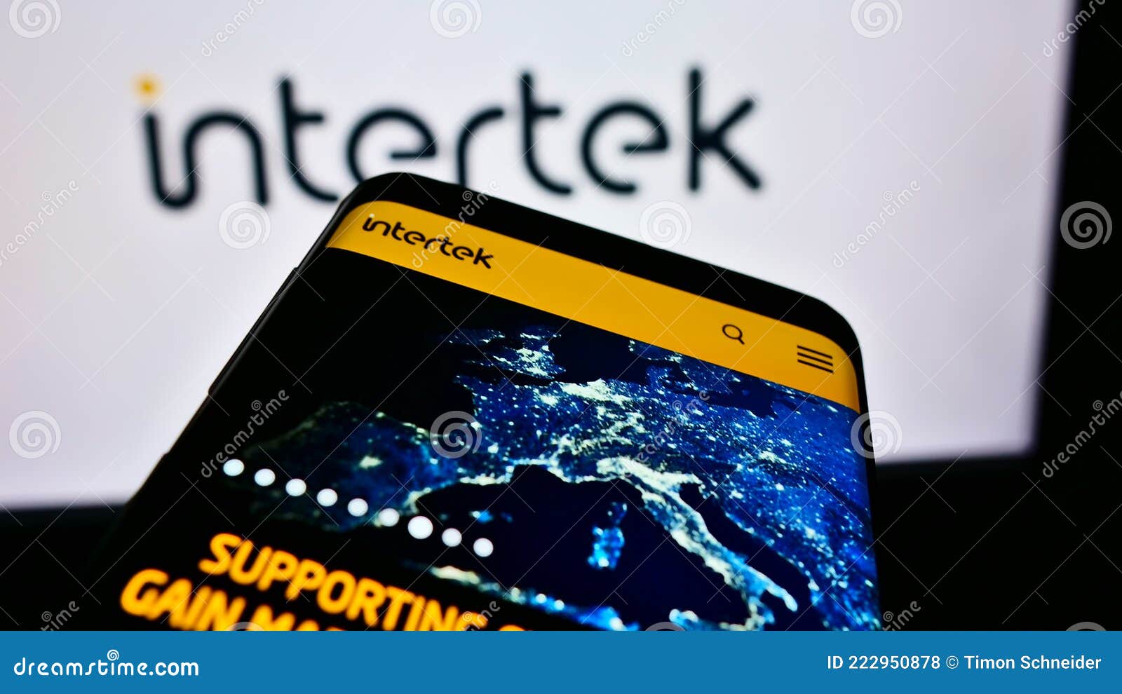 Mobile Phone with Website of British Testing Company Intertek Group Plc ...