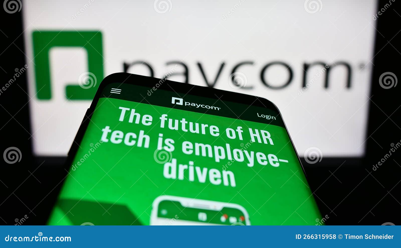 Mobile Phone with Website of Payroll Technology Company Paycom Software ...